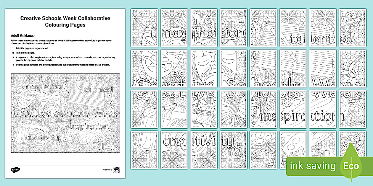 Creative Schools Week Collaborative Colouring Pages - Twinkl