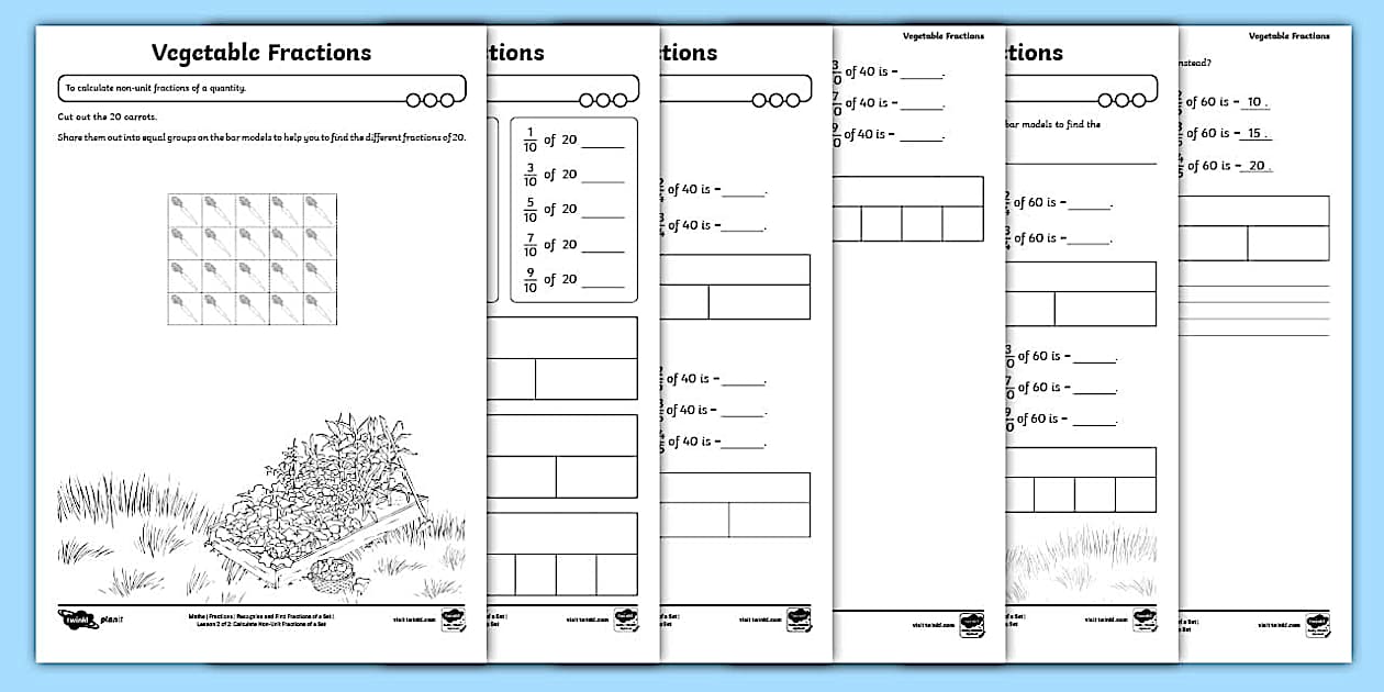 👉 Calculate Non-Unit Fractions of a Quantity: Maths Worksheet