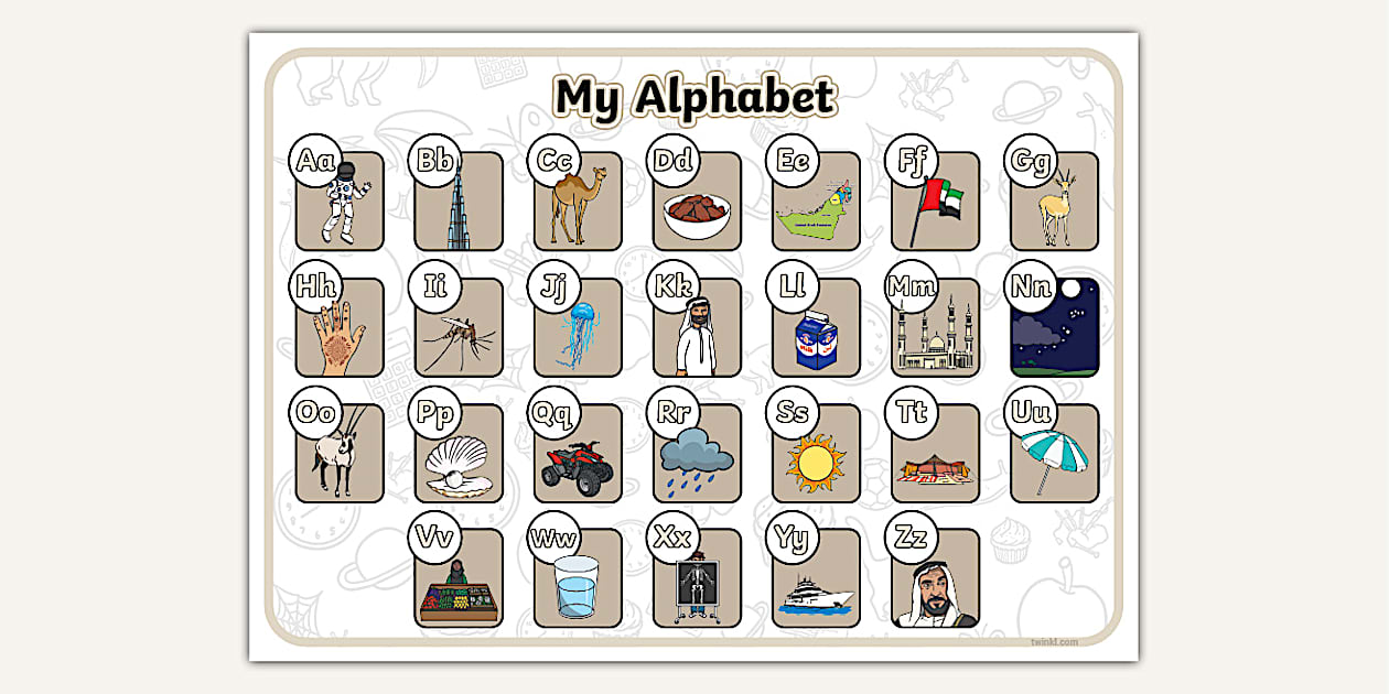 Neutral Alphabet Display Poster - UAE Themed (Teacher-Made)
