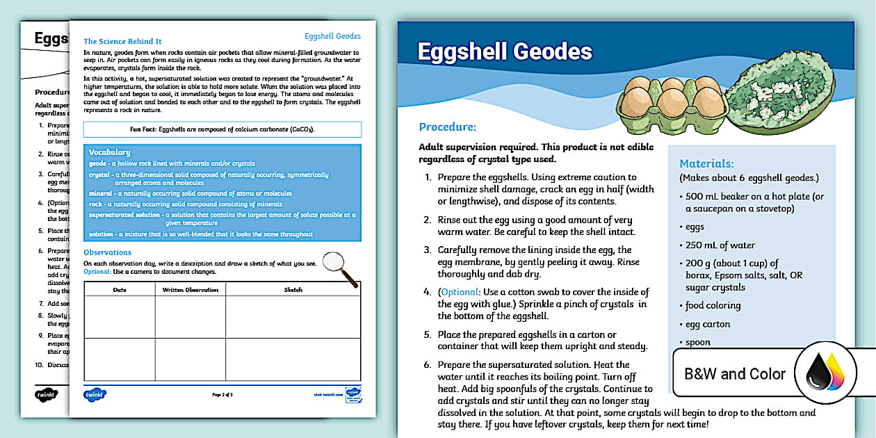Eggshell Geodes Science Worksheet | Twinkl (Teacher-Made)