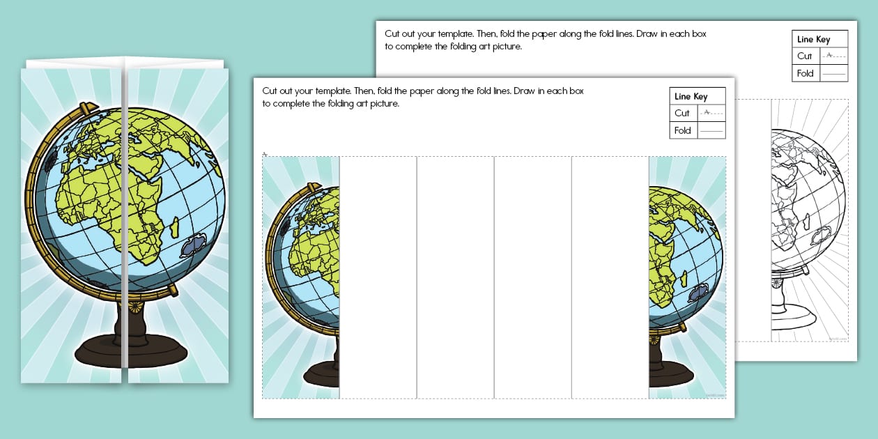 Globe Folding Art Template - Twinkl Arts and Crafts - Twinkl