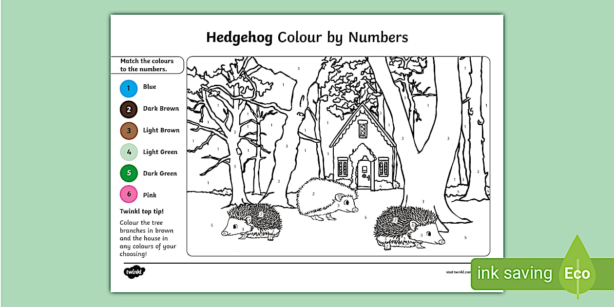 Free Hedgehog Colour by Number Activity for Kids: Download!