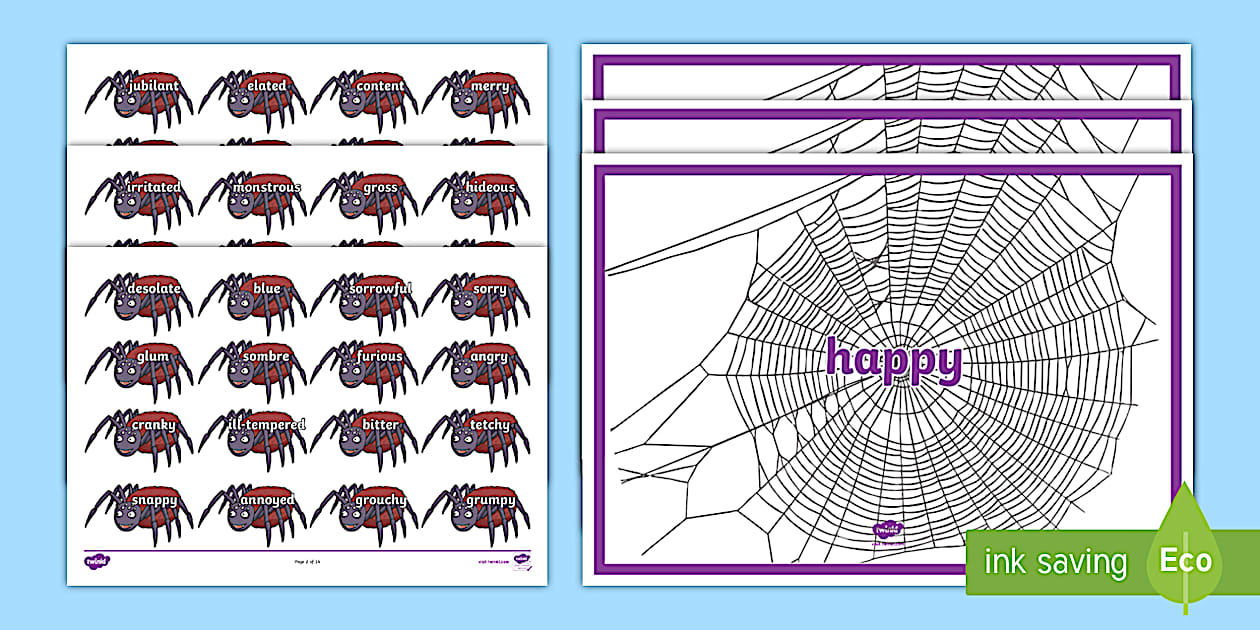 Synonyms on Spiderweb Worksheet / Worksheets - Synonyms (on Spiderwebs)