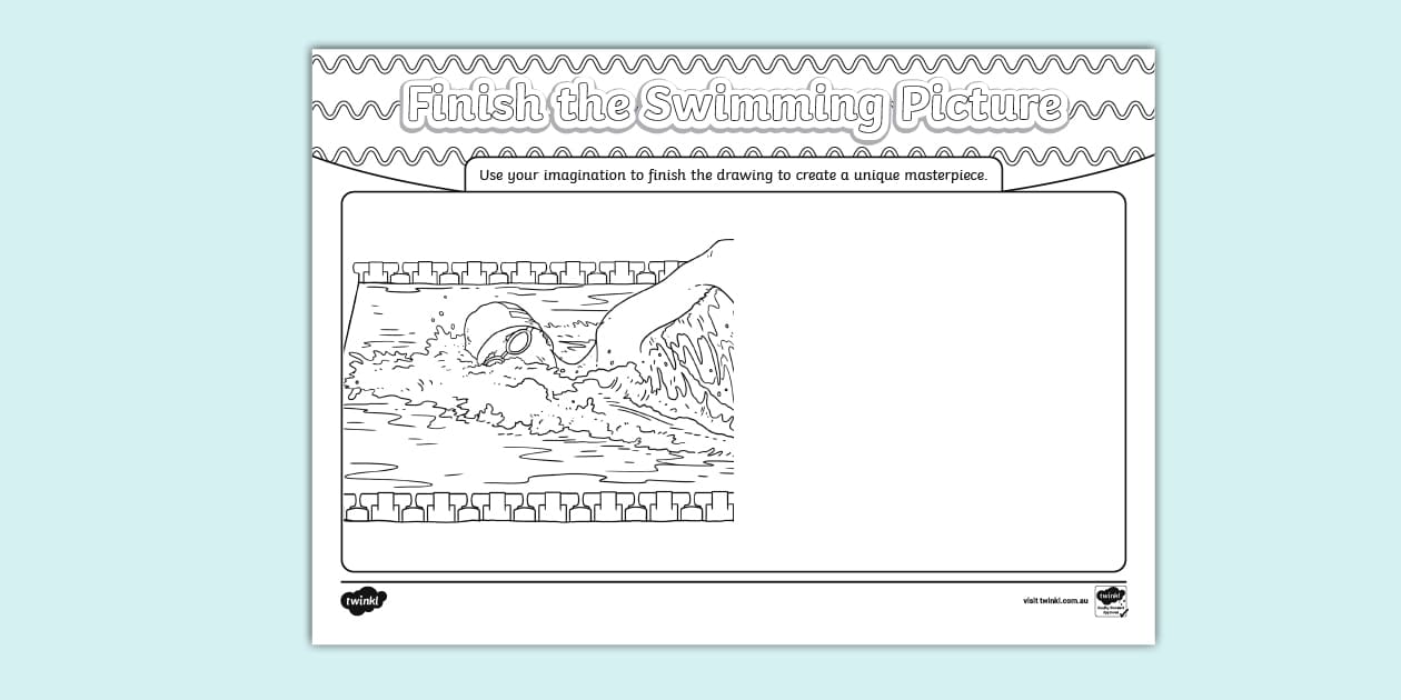 Swimming Finish the Picture Worksheet (teacher made)
