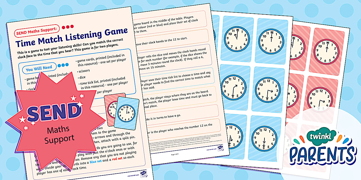 SEND Maths Support: Time Match Listening Game (Year 1)