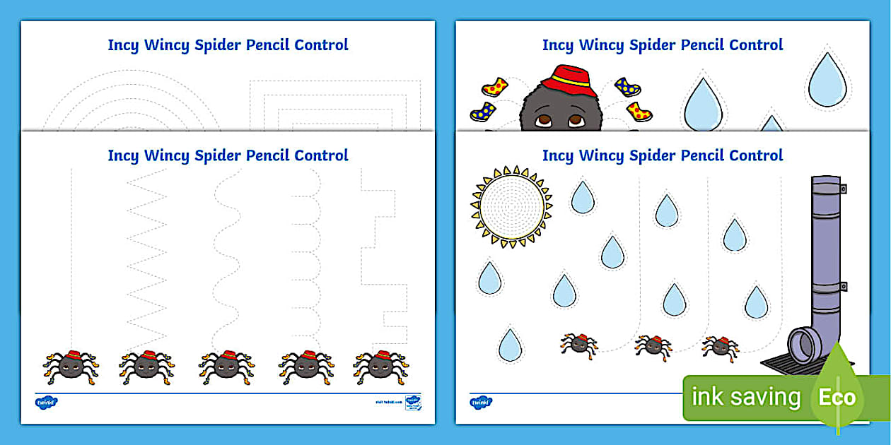 Incy Wincy Spider Pencil Control Activity (teacher made)