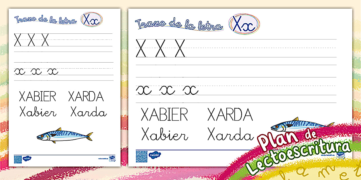 Plan de lectoescritura: La letra X - Trazo (teacher made)