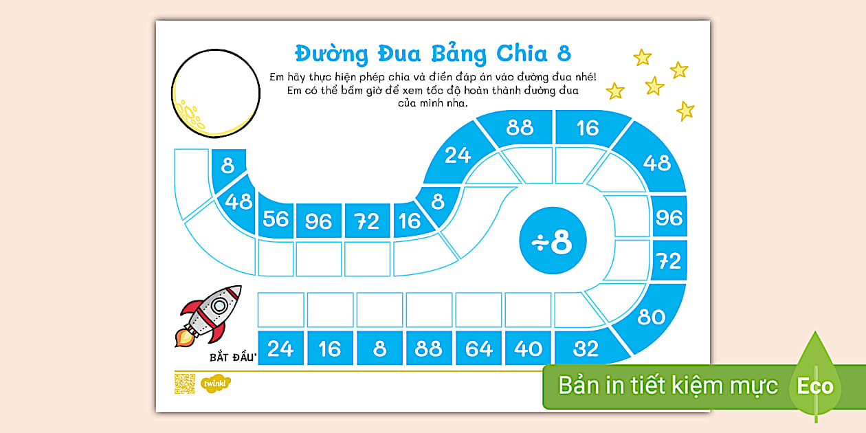 Bài tập phép chia 8 (Hecho por educadores) - Twinkl
