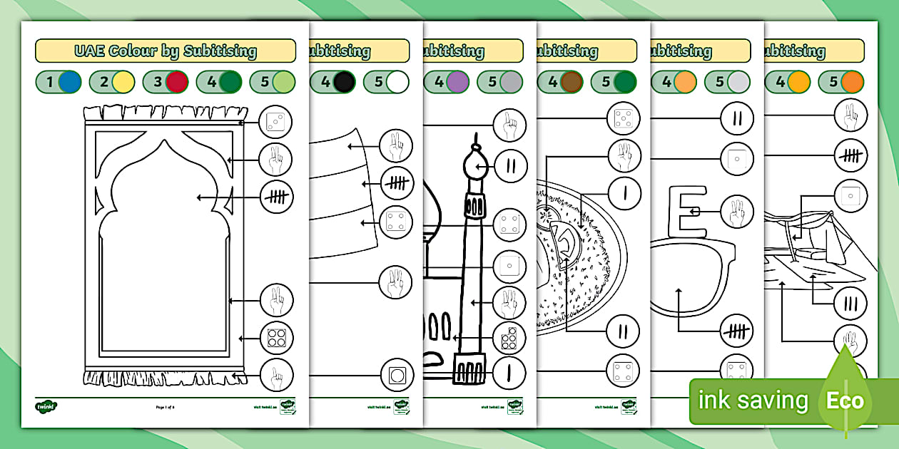UAE Colour by Subitising (teacher made) - Twinkl