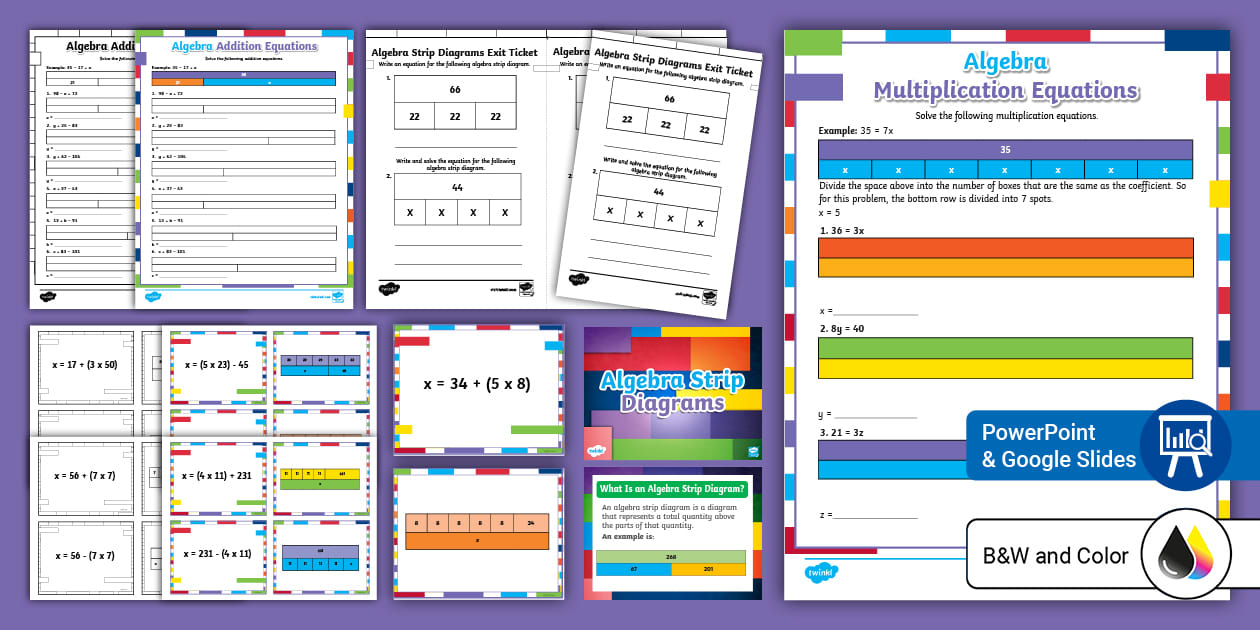 Fourth Grade Algebra Strip Diagrams Lesson Pack - Twinkl