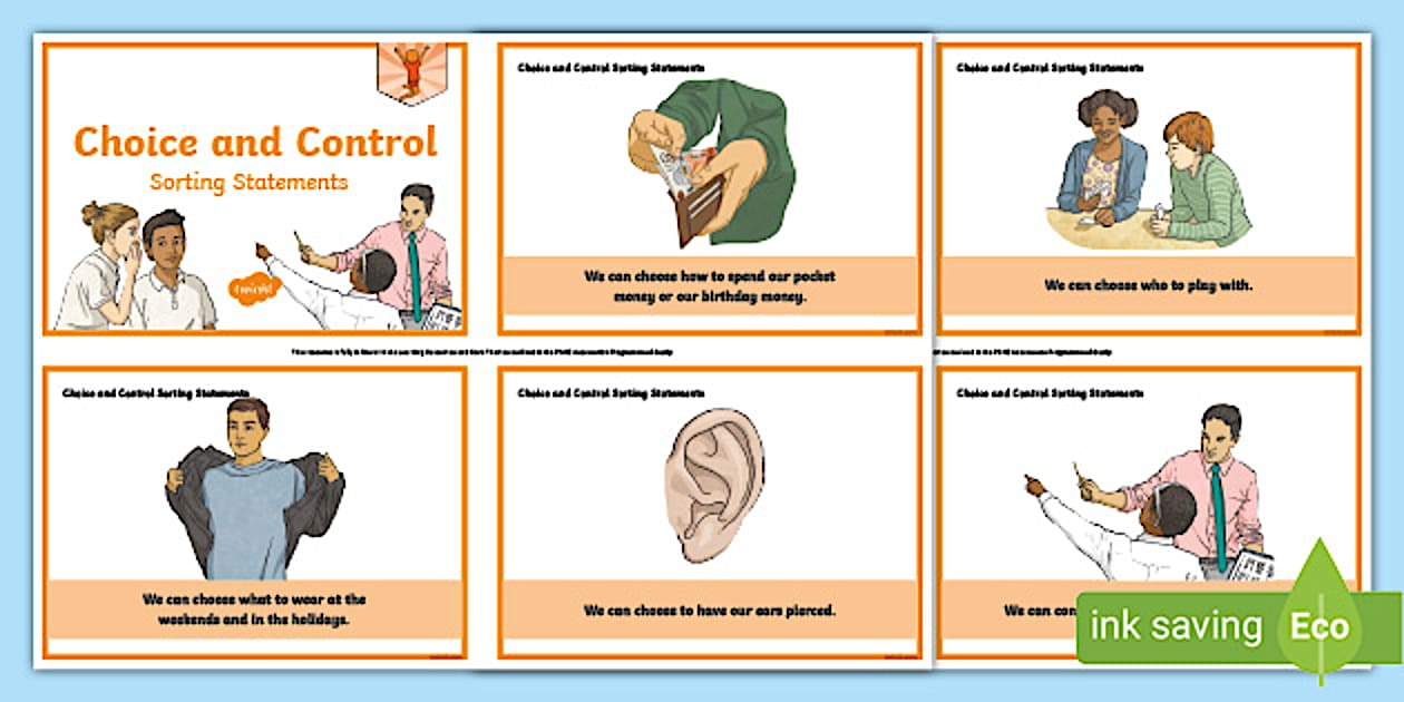 KS2 Respect and Consent Sorting Cards: Choice and Control