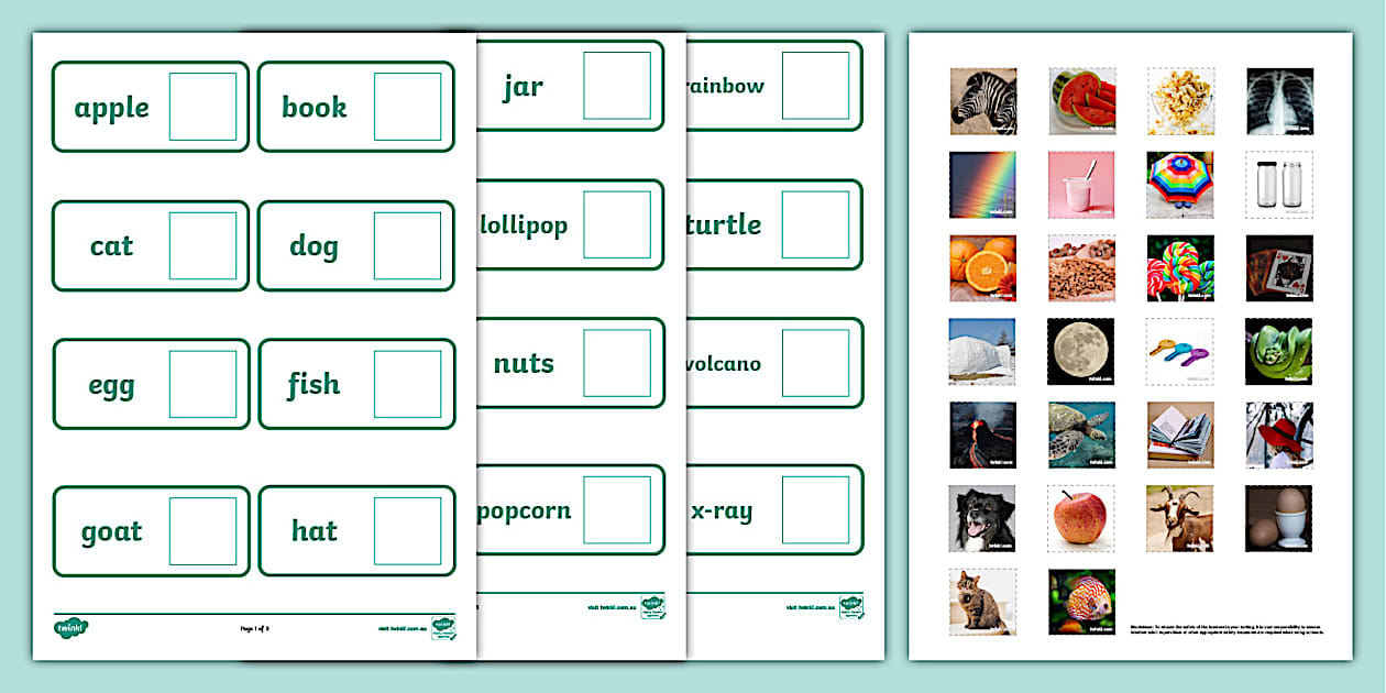 Inclusion Reading A-Z Matching: Words and Photos - Twinkl
