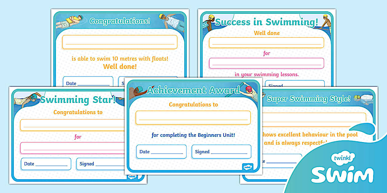 Twinkl Swim - Stage 2 (Beginners) Certificates Pack - Twinkl
