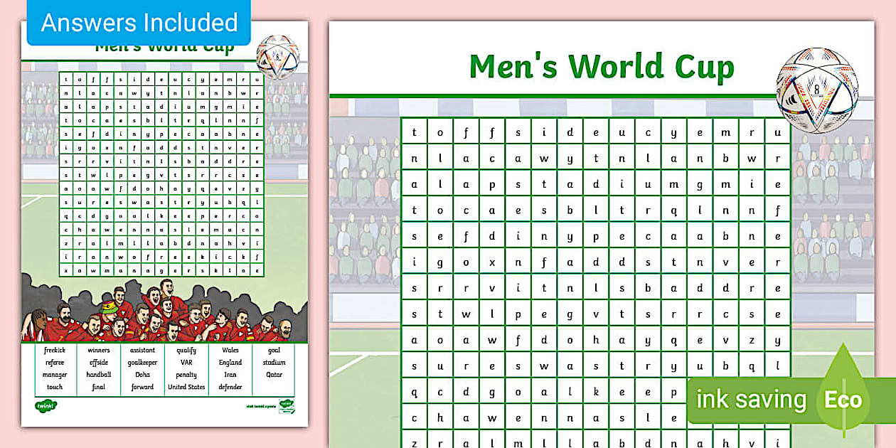 2022 Men's World Cup Wordsearch - Twinkl