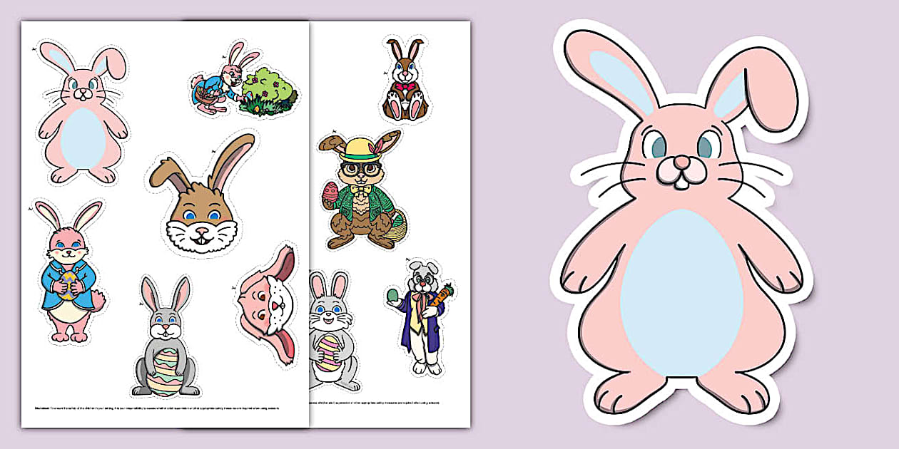 Easter Bunny Display Cut-Outs (teacher made) - Twinkl