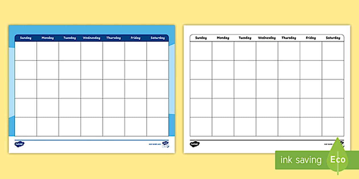 Calendar Template Blank | Resource | Twinkl USA - Twinkl