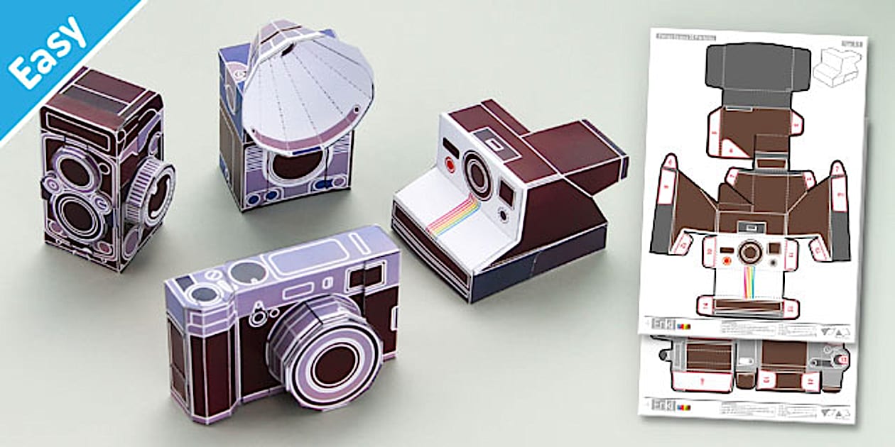 Enkl Vintage Camera Paper Model Printables (teacher made)