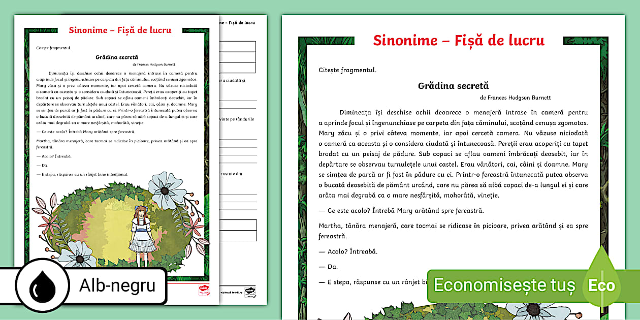 Sinonime – fișă de lucru 9-12 ani | Twinkl România