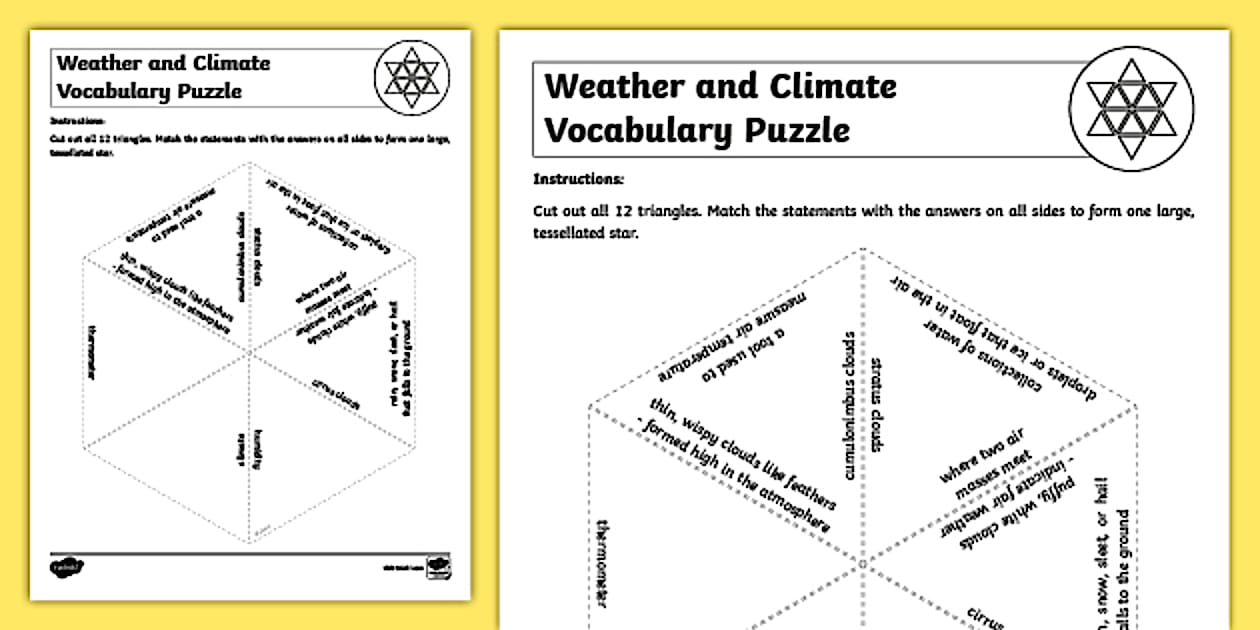 Weather and Climate Vocabulary Puzzle (teacher made)