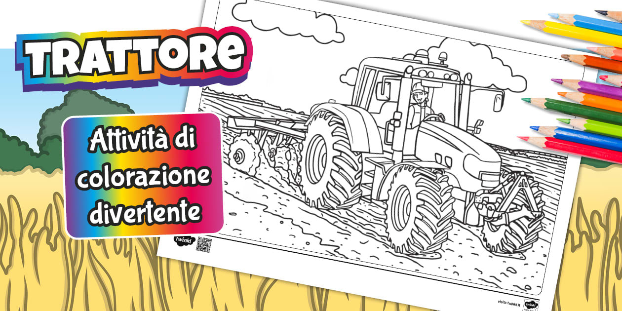Foglio da colorare: Trattore - Twinkl Italia