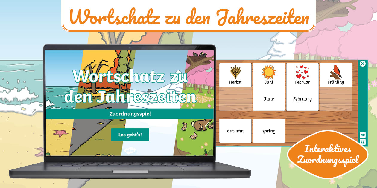 Wortschatz zu den Jahreszeiten - Interaktives Zuordnungsspiel