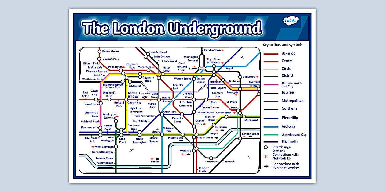 London Underground Tube Map Display Poster - Twinkl