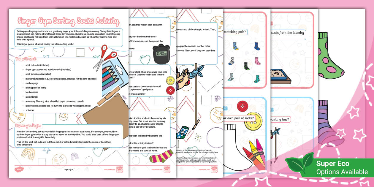 Finger Gym Sorting Socks Activity (Teacher-Made) - Twinkl