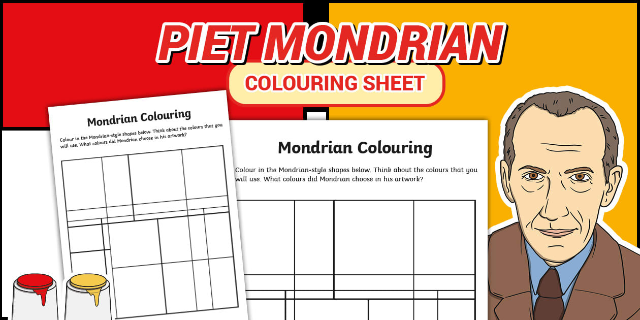 Piet Mondrian Coloring Sheet