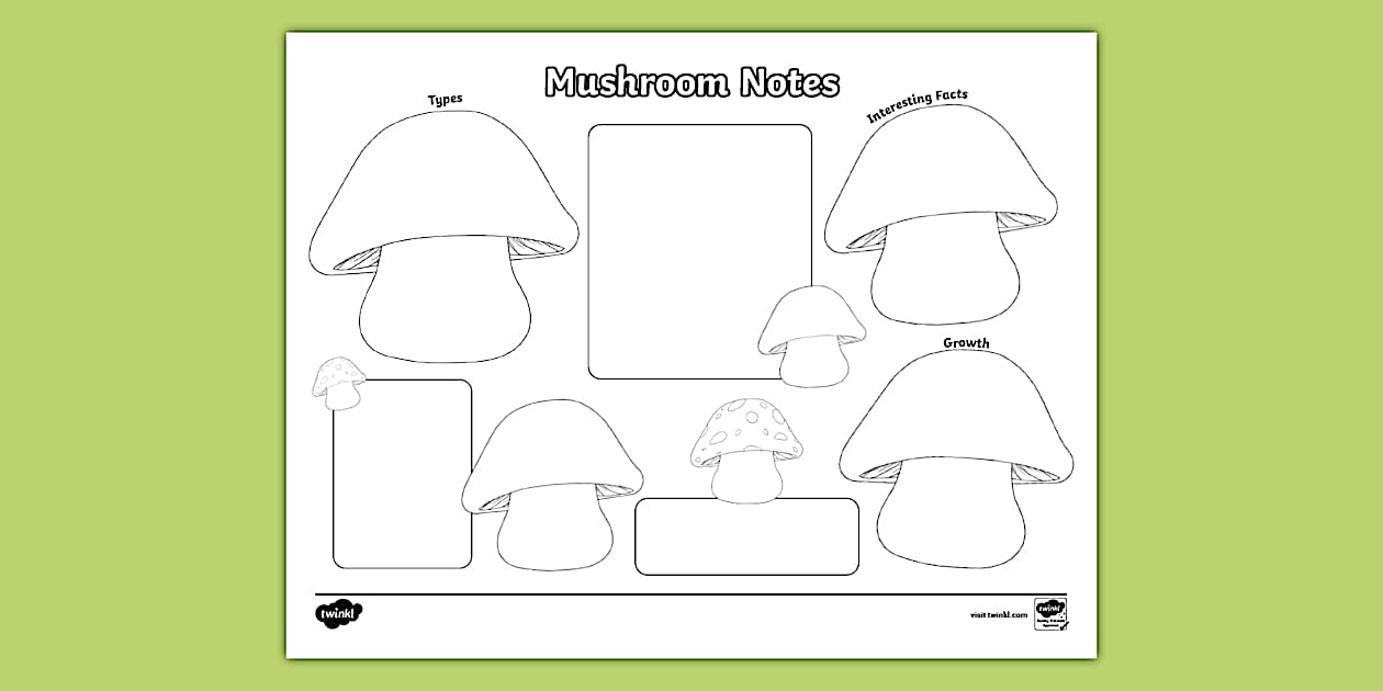 Mushroom Notes Doodle Organizer for 6th-8th Grade - Twinkl