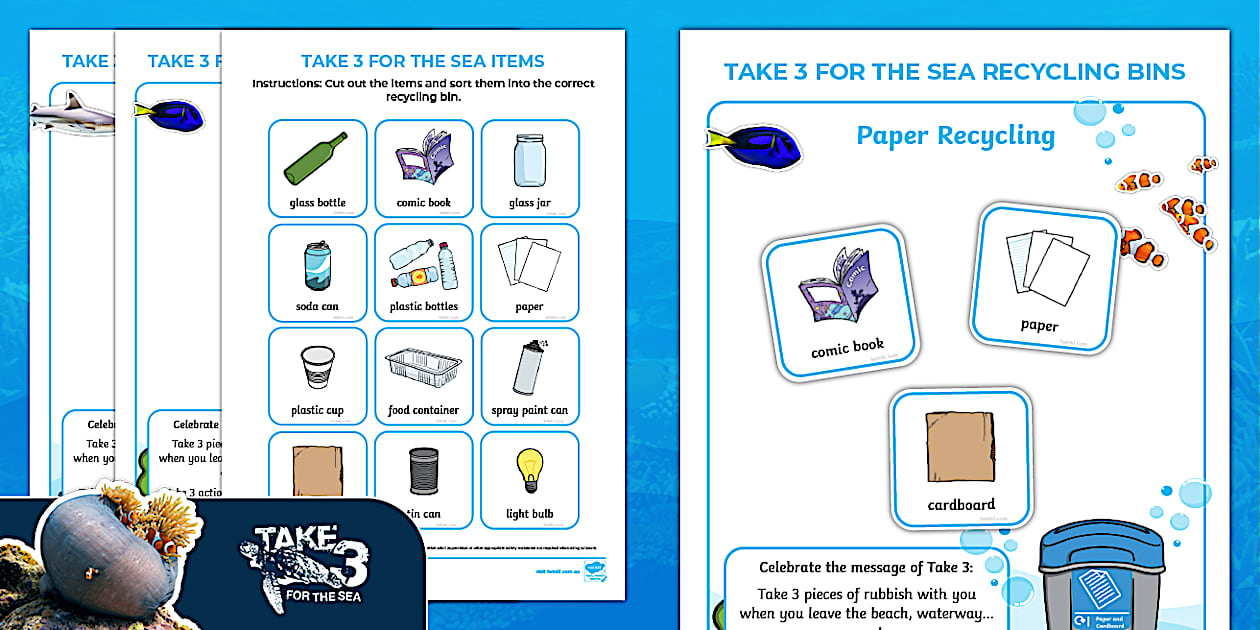 FREE! - 'Take 3 for the Sea' Sorting Mats | Twinkl | Environment