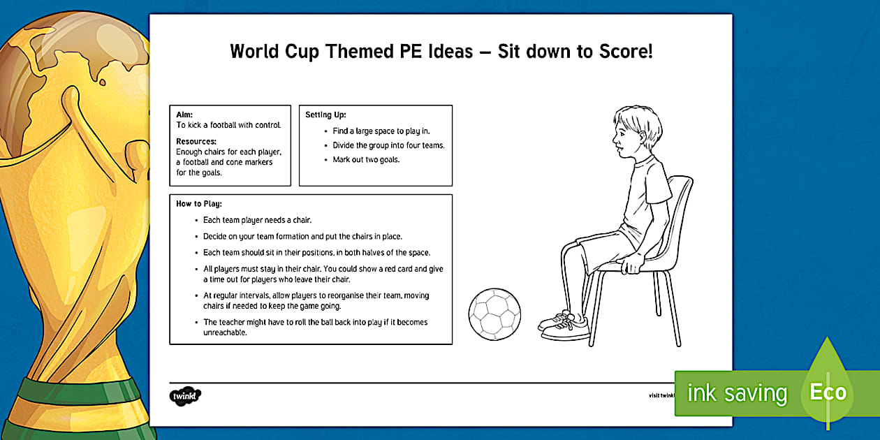 Sit down to Score 3-6 World Cup PE Activity (teacher made)