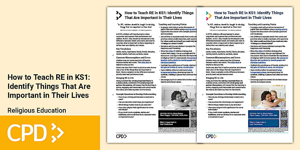 How to Teach RE in KS1: Identify Things That Are Important in Their Lives