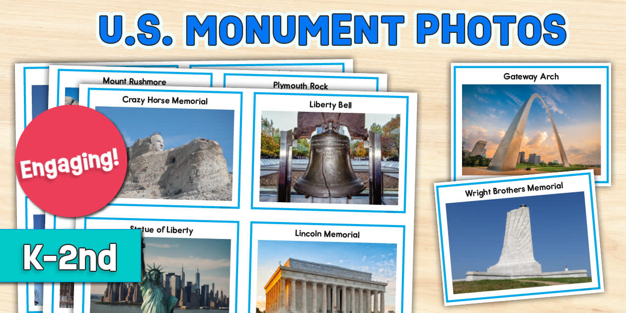 Labeled American Monuments and Landmarks Photo Cards