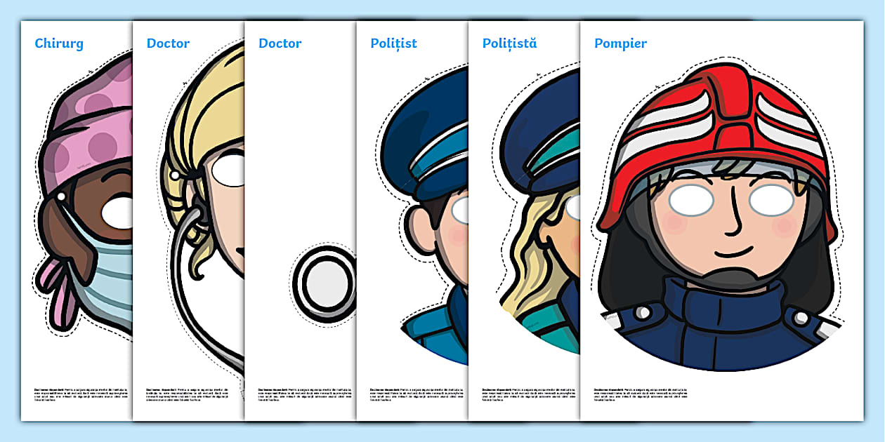 Meserii – Măști pentru jocul de rol (teacher made)