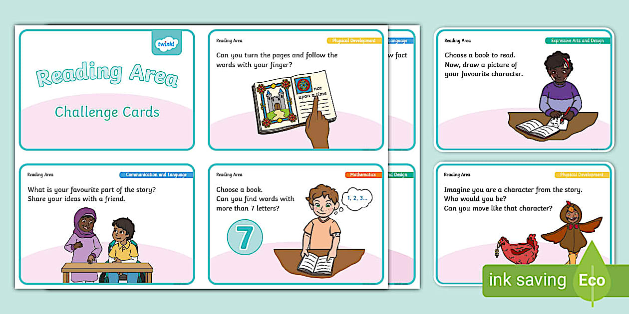 Reading Area Continuous Provision Challenge Cards | Twinkl