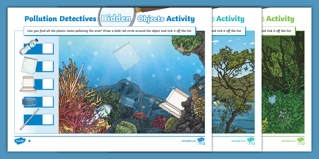Pollution Detectives Hidden Objects Activity (teacher made)