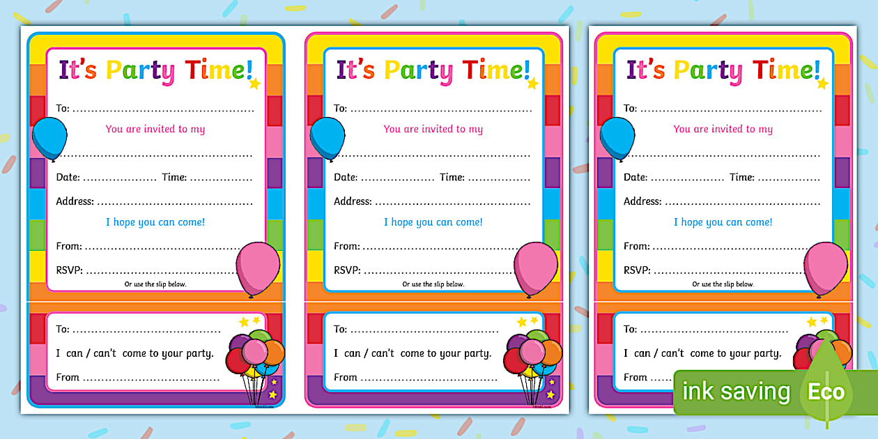 Party Invitation Templates – Free – Primary Resource
