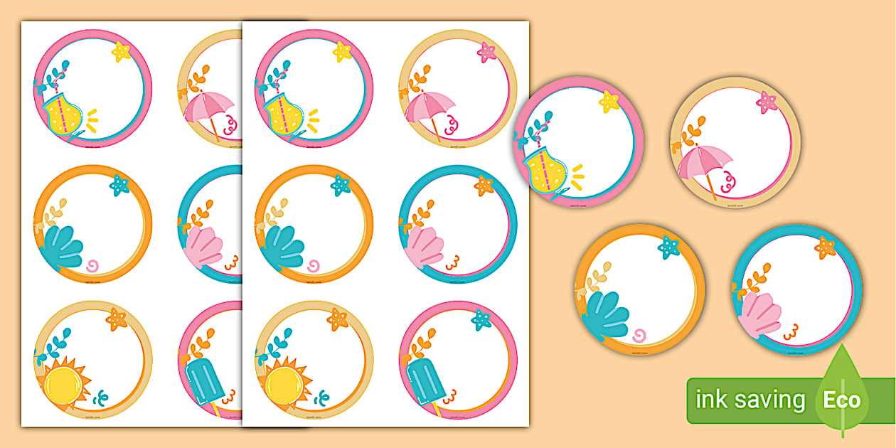 Summer Vibes Themed Editable Circle Name Labels - Twinkl