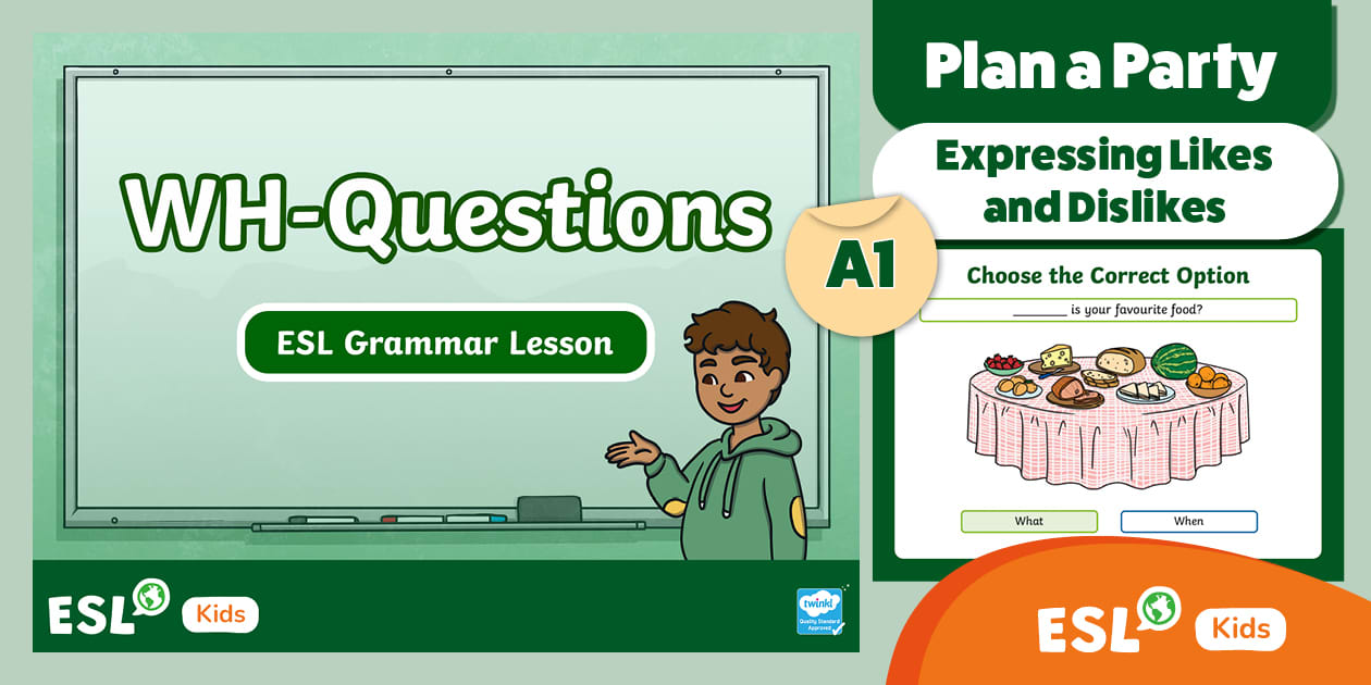 ESL WH-Questions Grammar Lesson [Kids, A1]