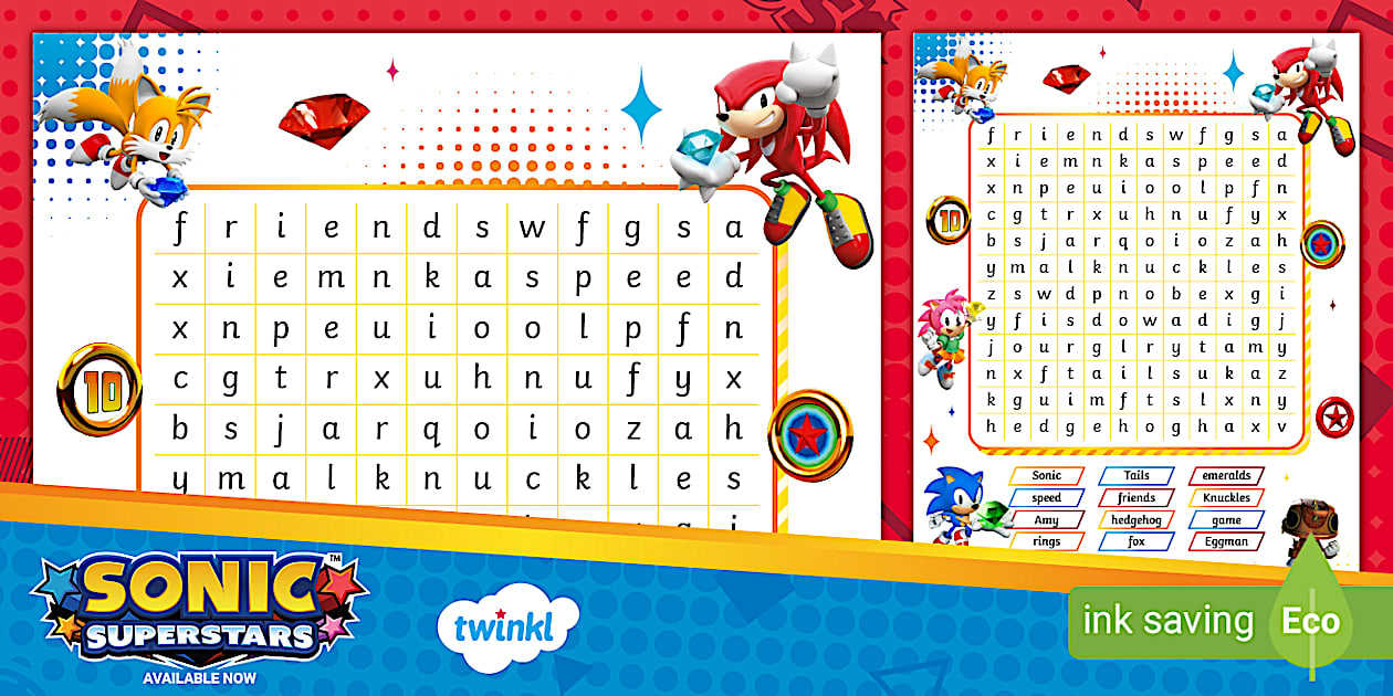 FREE! - Sonic Word Search [Ages 5-7] | Sonic the Hedgehog | SEGA