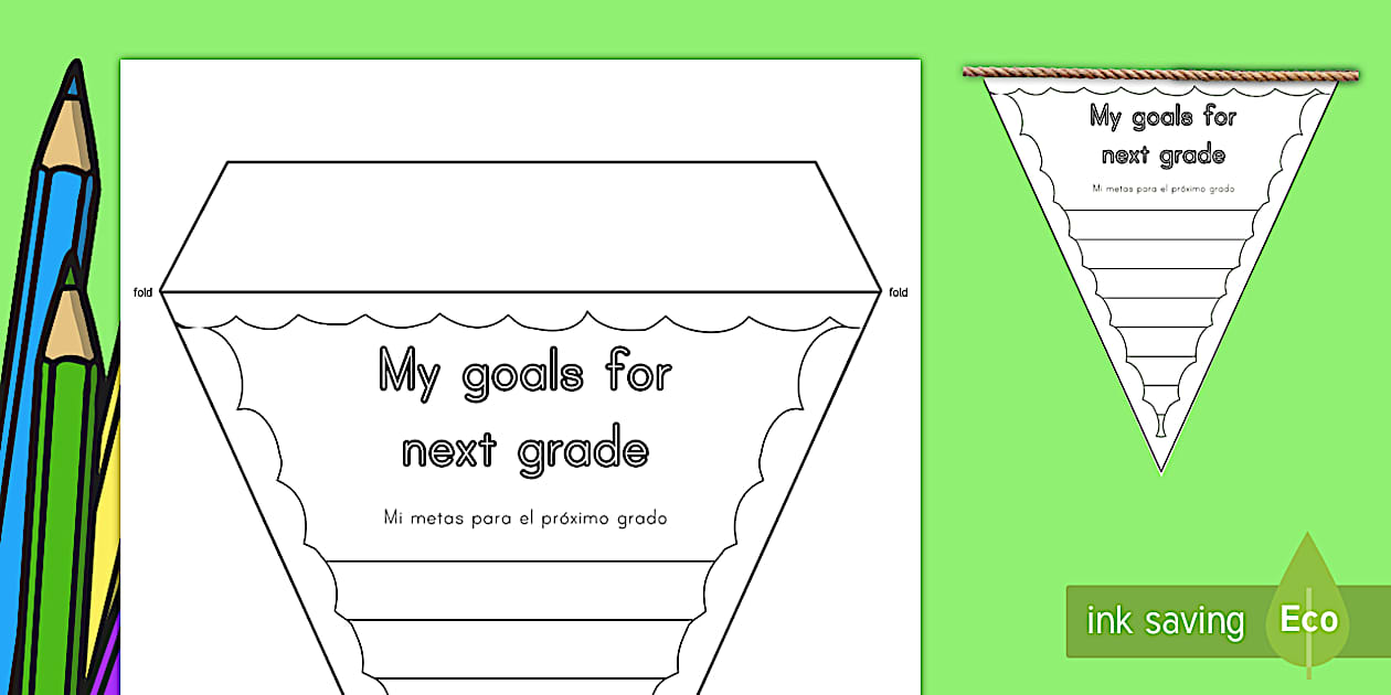 My Goals For Next Year Transition Bunting US English/Spanish (Latin) - My