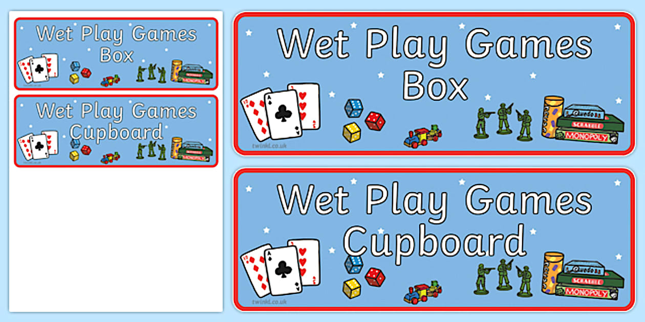 Cursive Wet Play Games Box Cupboard Label (teacher made)