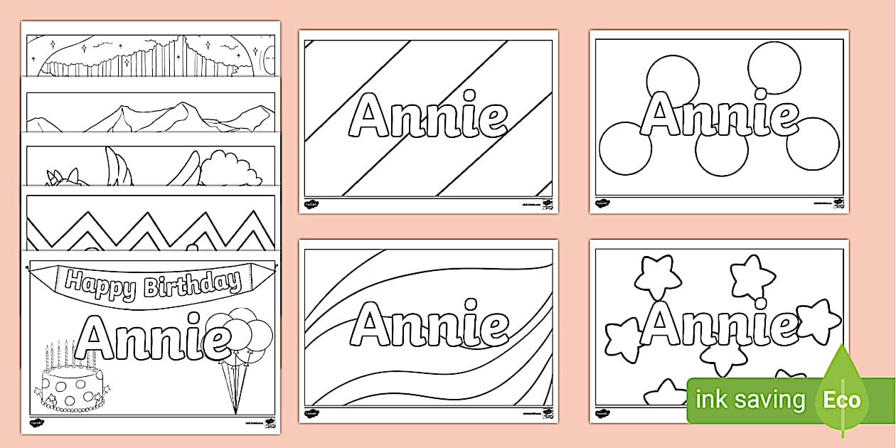 Annie Name Simple Colouring Activity Sheet (teacher made)