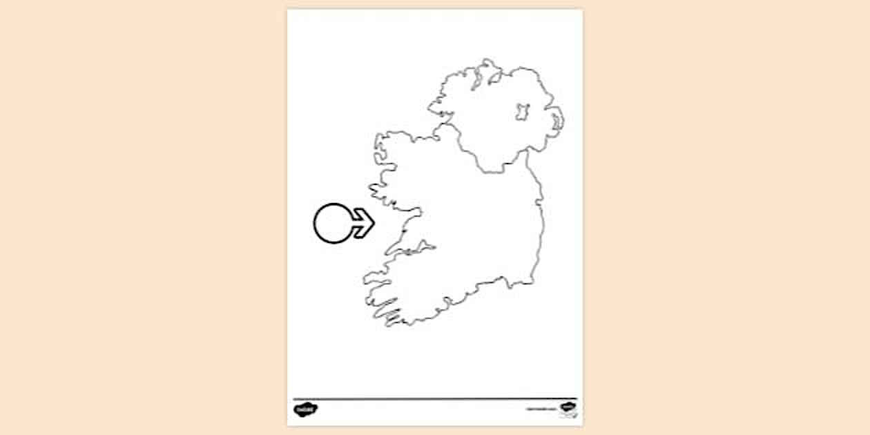 Map of Ireland West Wind Colouring | Colouring Sheet