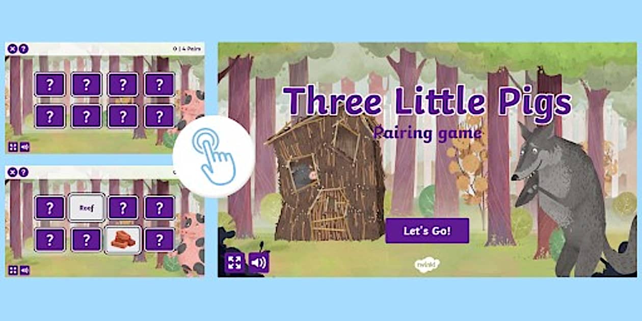 Interactive Three Little Pigs Pairing Activity | Twinkl Go!