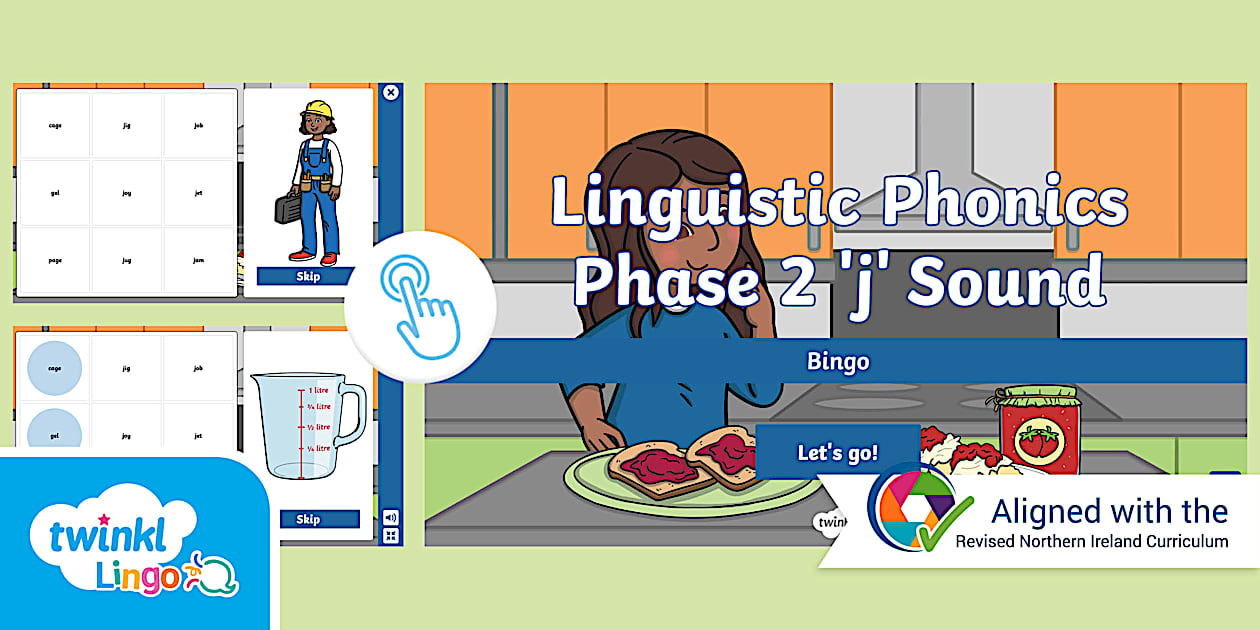 Linguistic Phonics Phase 2 'j' Sound Bingo Game