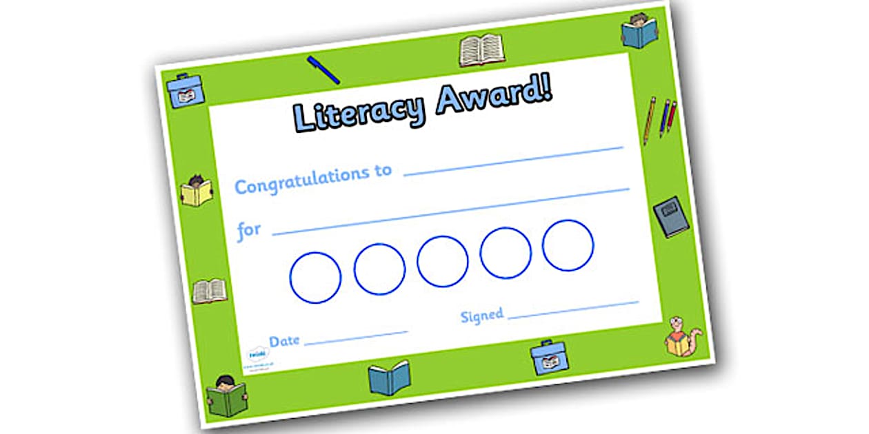 Literacy Themed Sticker Reward Certificate 30mm - Twinkl