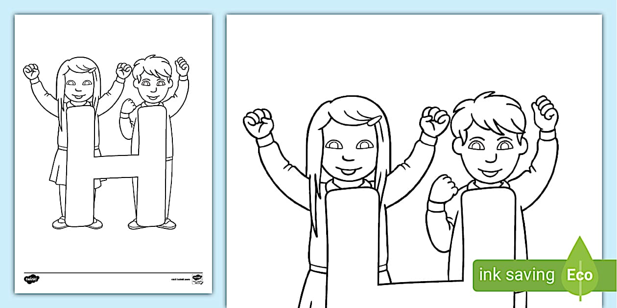 Letter H People Colouring Page | Resources | Twinkl - Twinkl