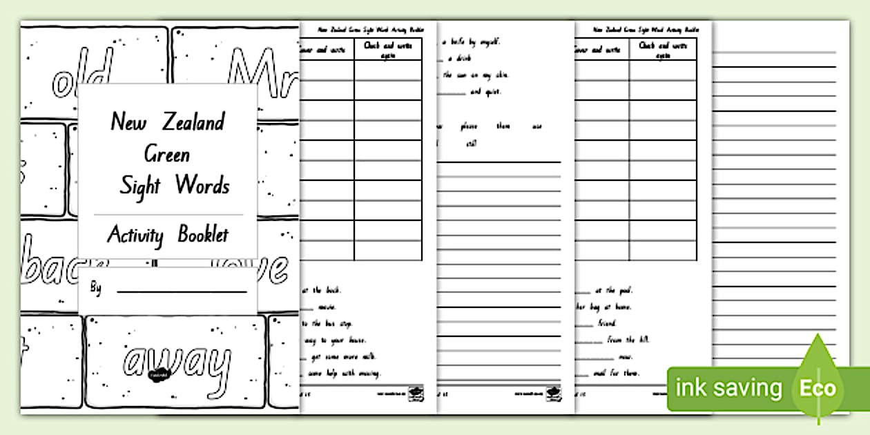 New Zealand Green Sight Word Activity Booklet