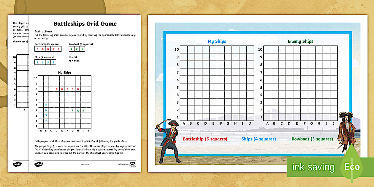 Battleship Game with Coordinates | Battleship Grid - Twinkl